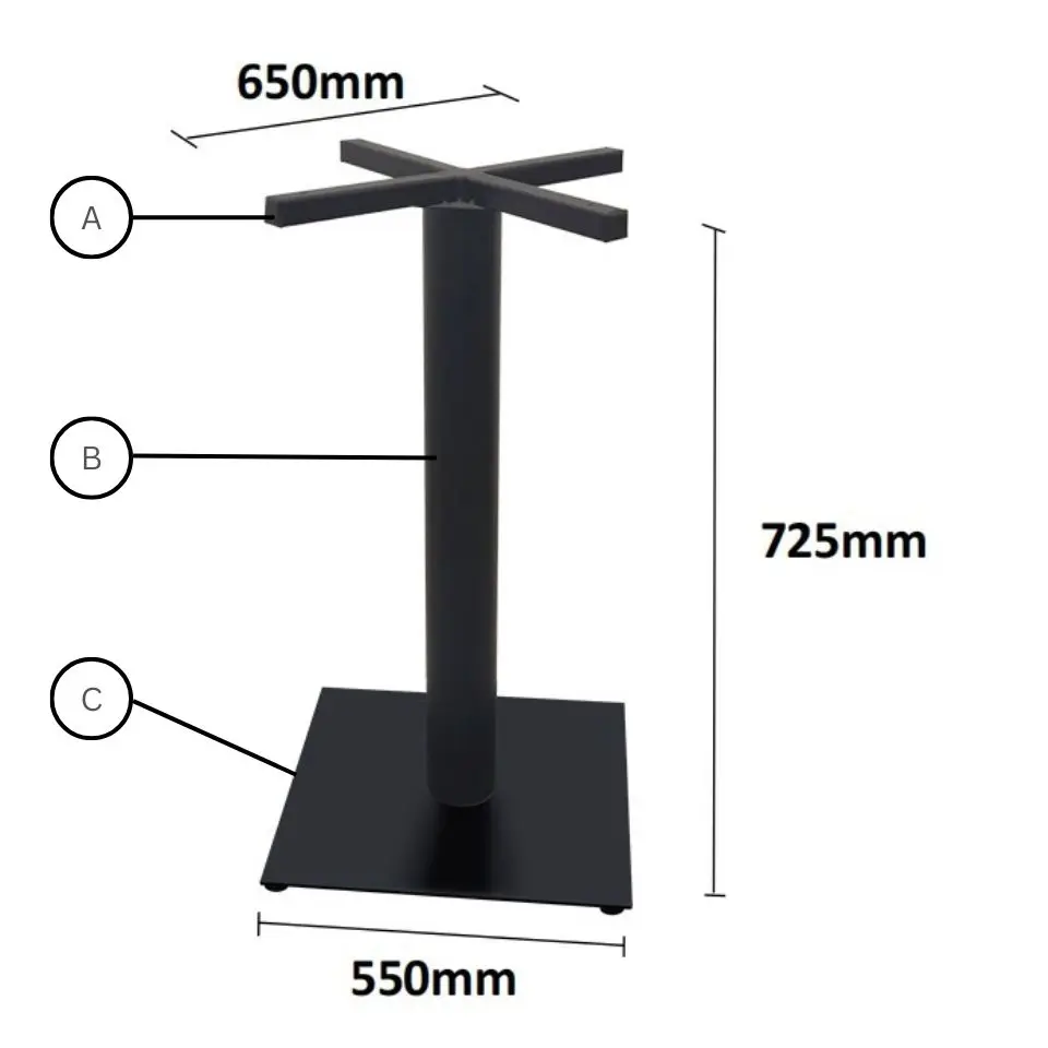 Mild Steel Table Leg (B-SQCT-550-MS) | Sinno Sdn Bhd